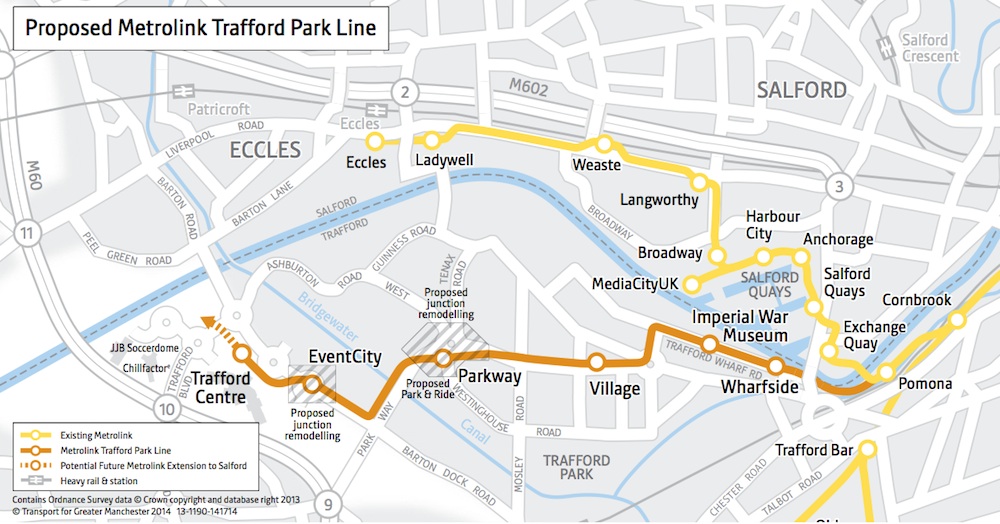 Metrolink Trafford Park map